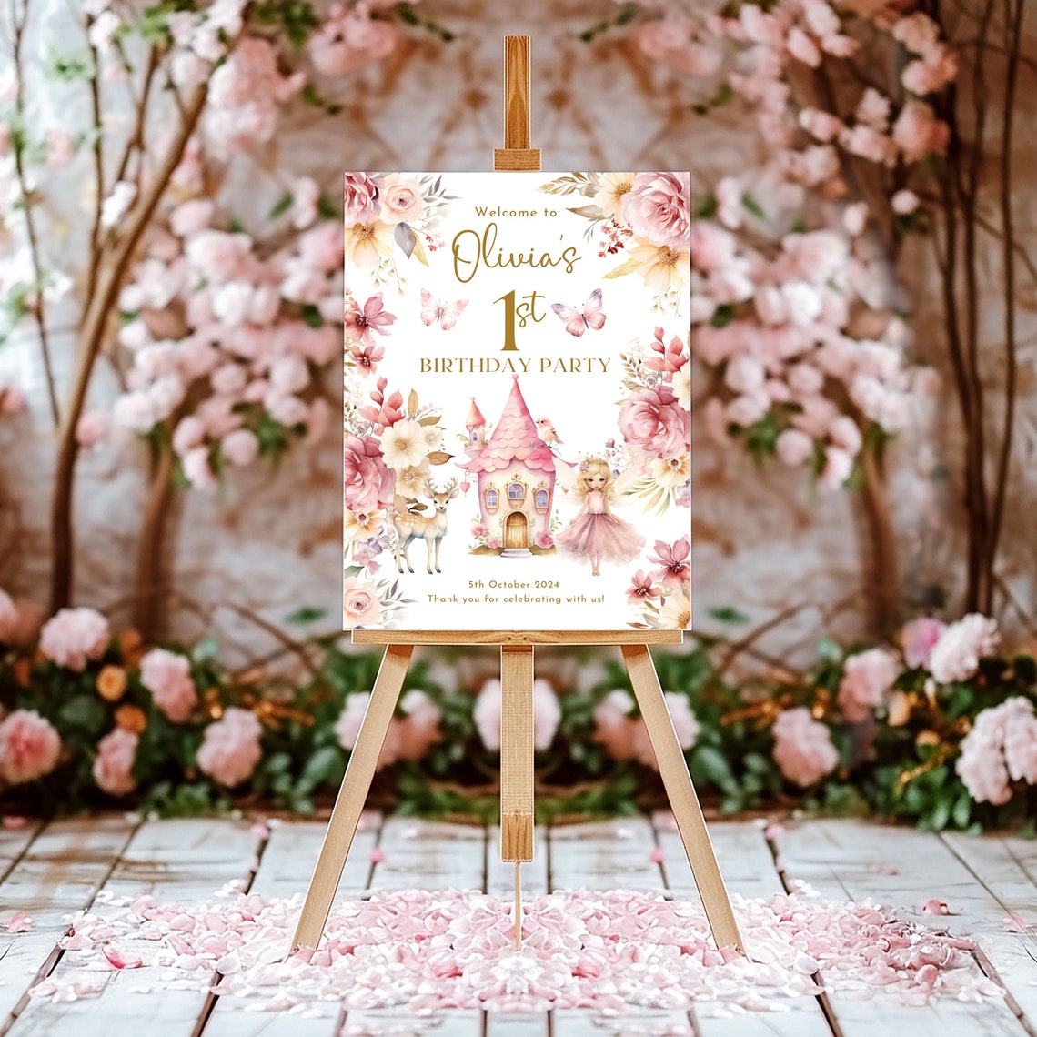 Editable Fairy First Birthday Welcome Sign Template 1st Birthday Party ...