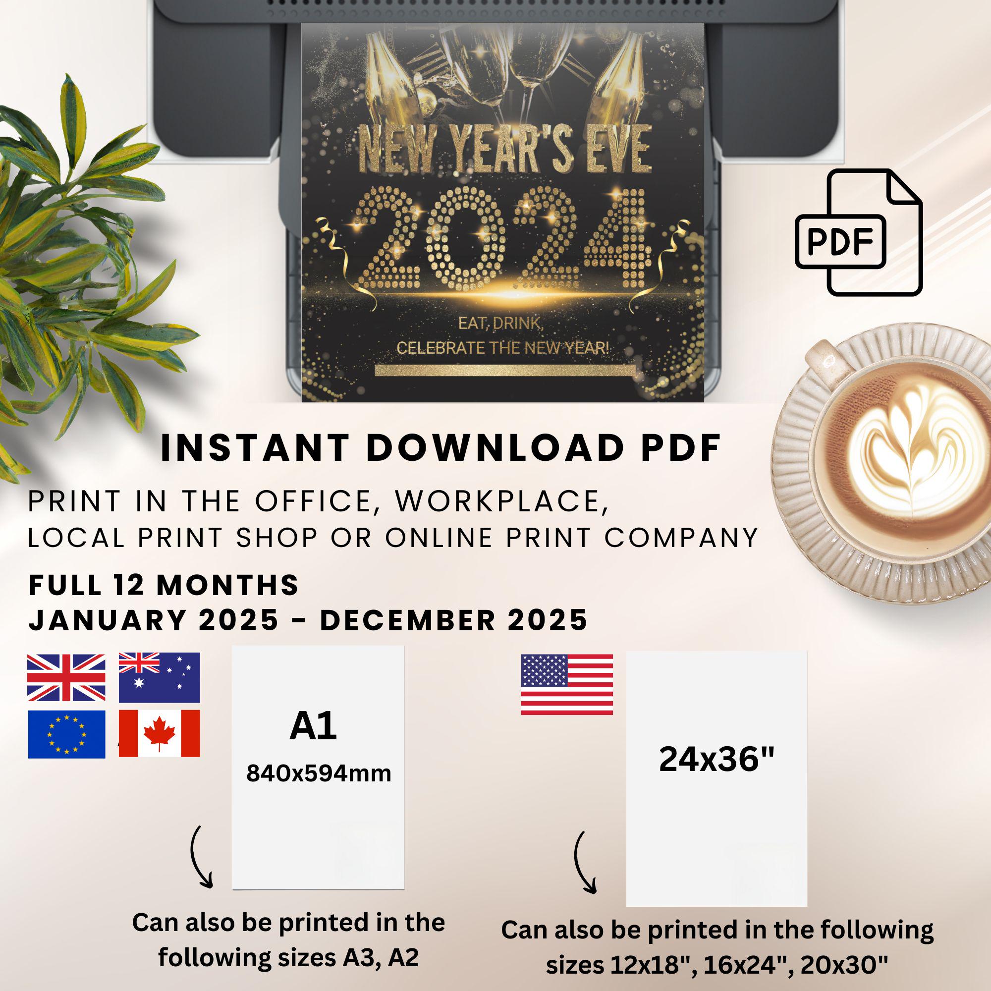 Printable New Years Eve Party Sign PDF Template, NYE Party Welcome Sign ...