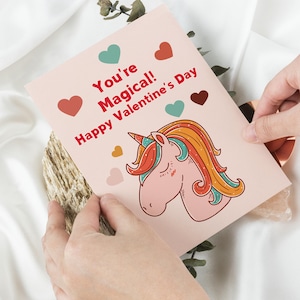 PRINTABLE Girls Valentines Cards Unicorns - Set of 6 - Unicorn Theme ...