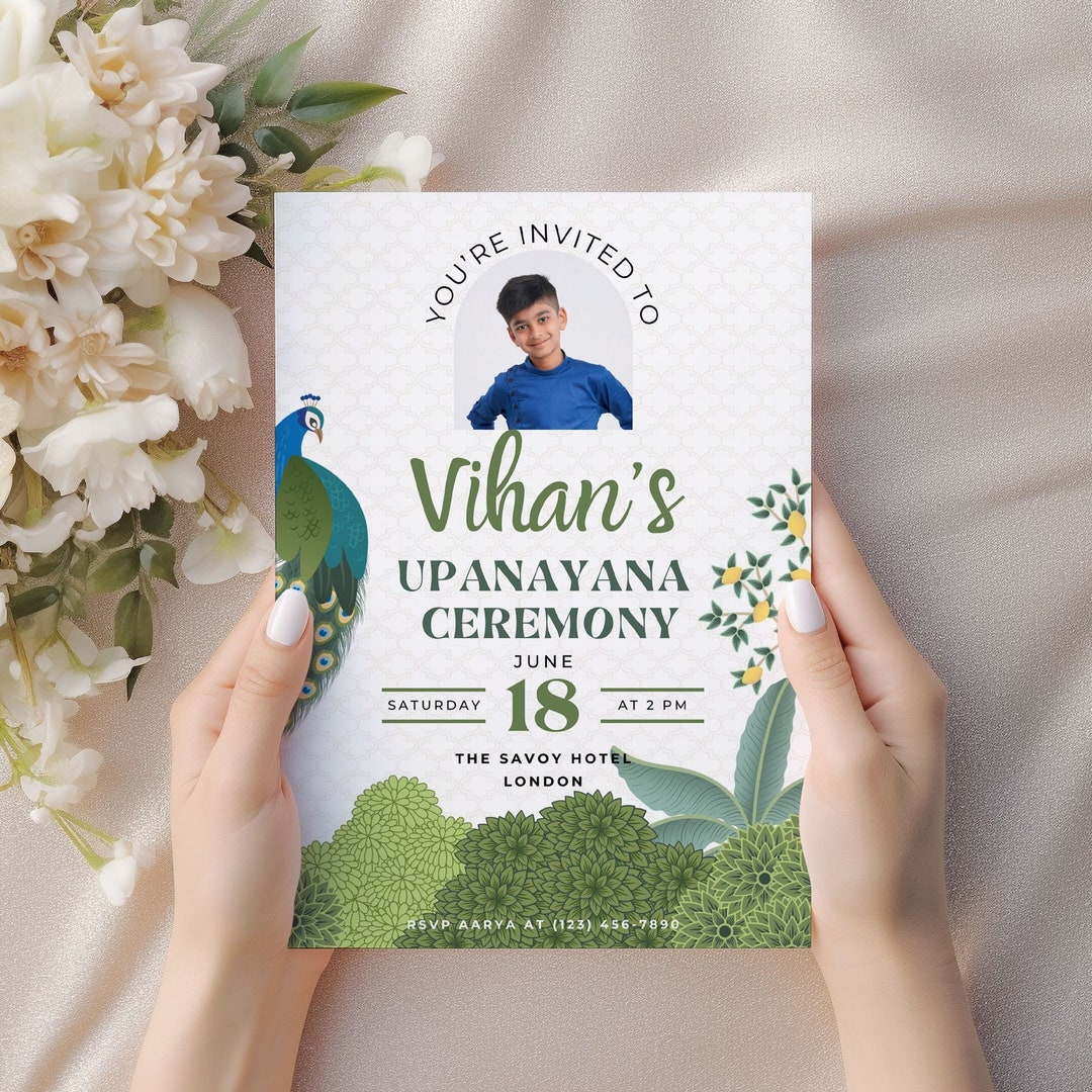 Upanayanam Invitation, Thread Ceremony Upanayanam Invite, Matching ...