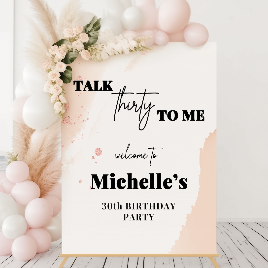 Talk Thirty to Me Birthday Party Sign 30th Birthday Sign Hello Thirty ...