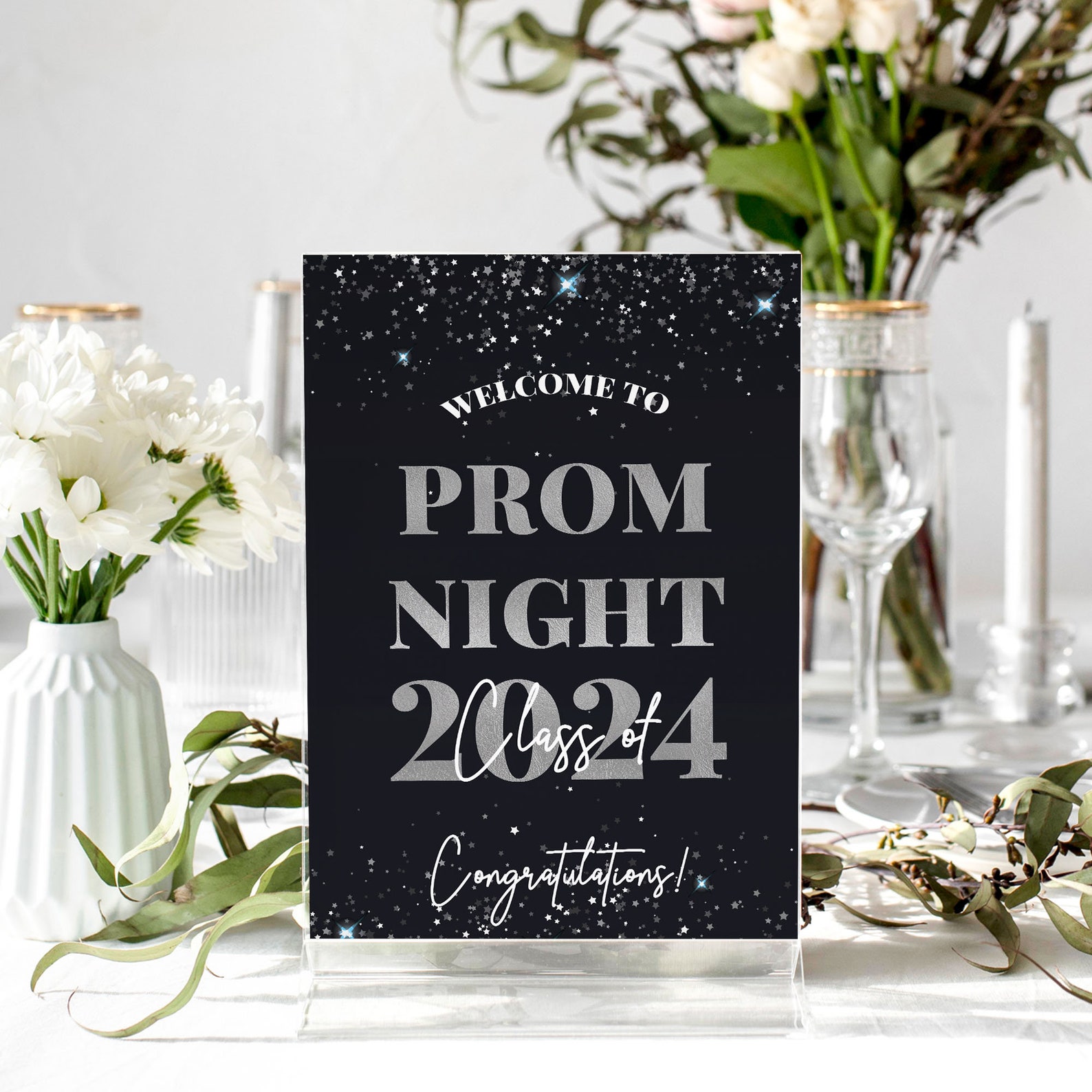 Prom Party Black Silver Selfie Frame & Party Sign, Prom Night ...
