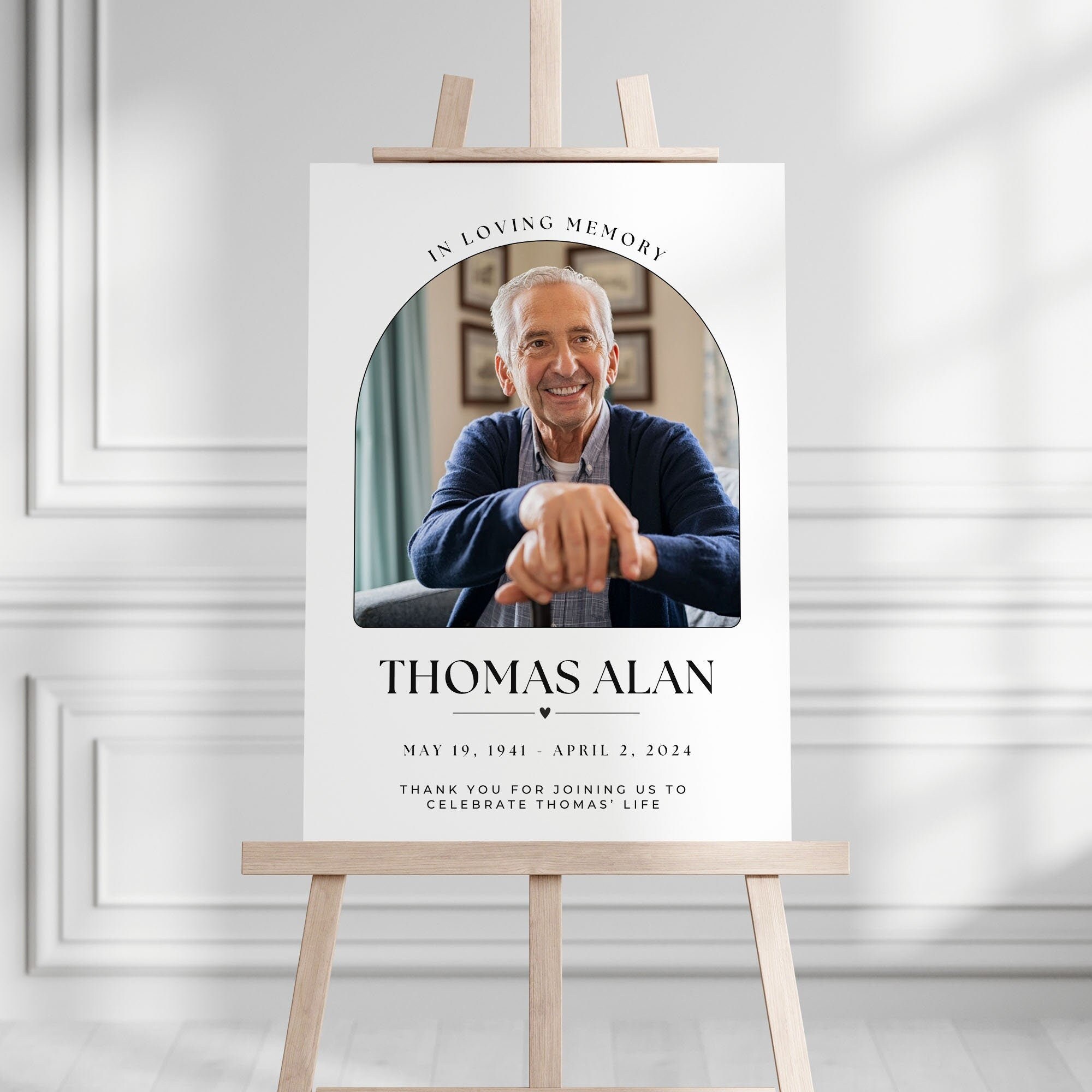 Editable Funeral Memorial Sign With Photo Memorial Funeral Sign ...