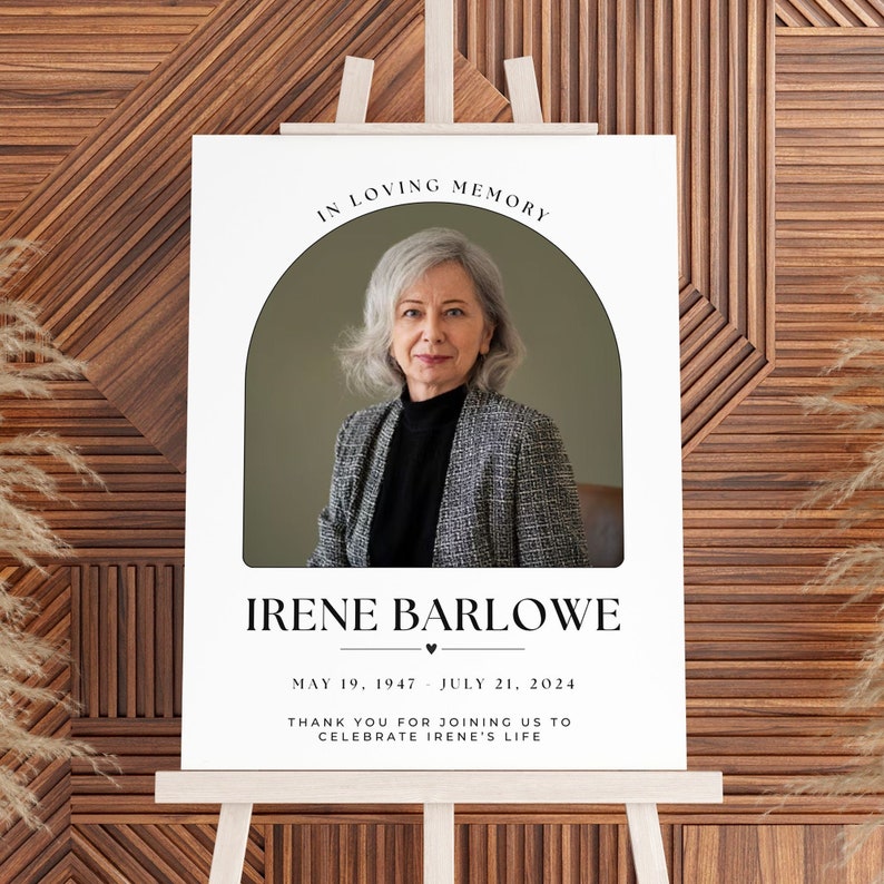 Editable Funeral Memorial Sign With Photo Memorial Funeral Sign ...