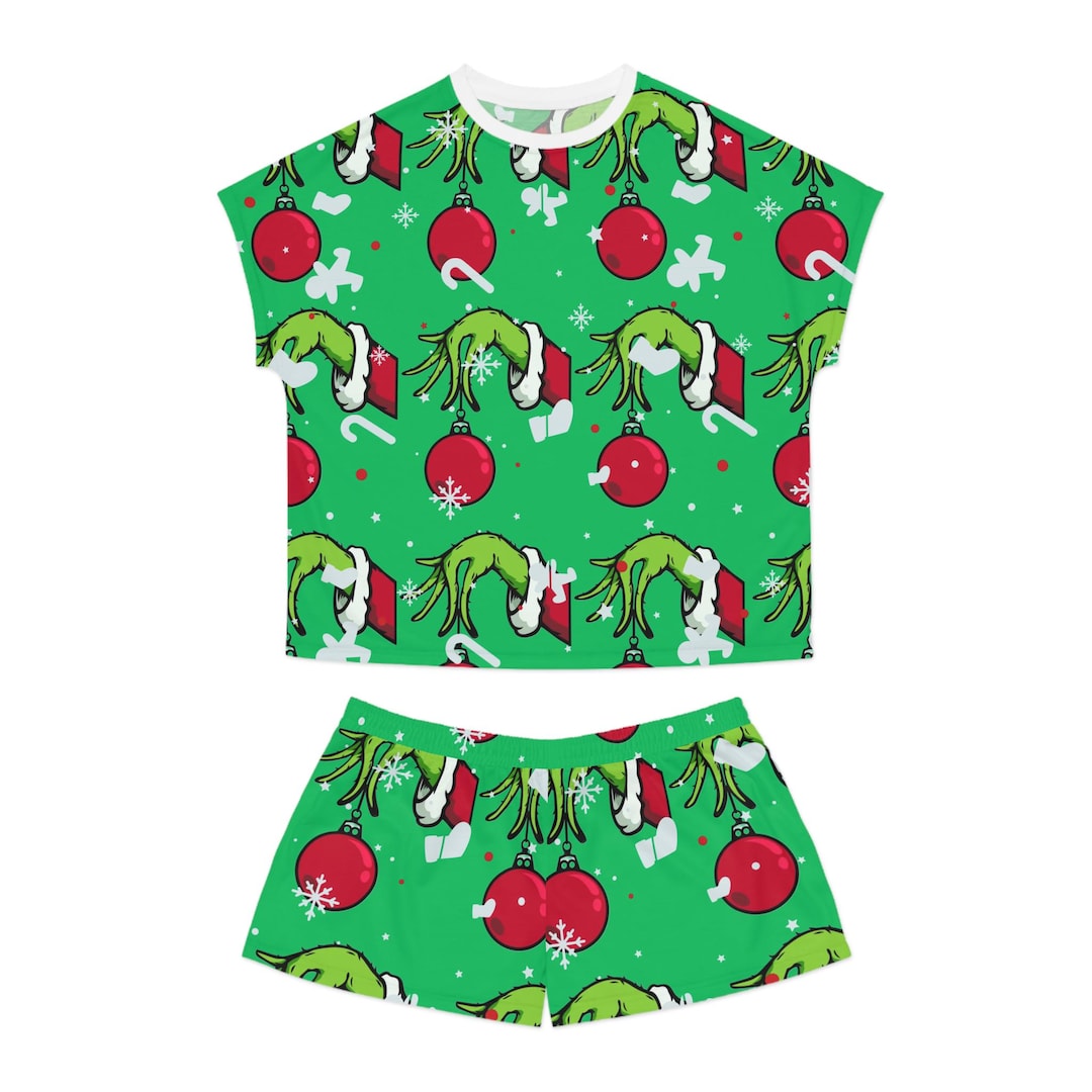Festive Grinch Pajama Set for Women, Cozy Holiday Sleepwear, Christmas ...