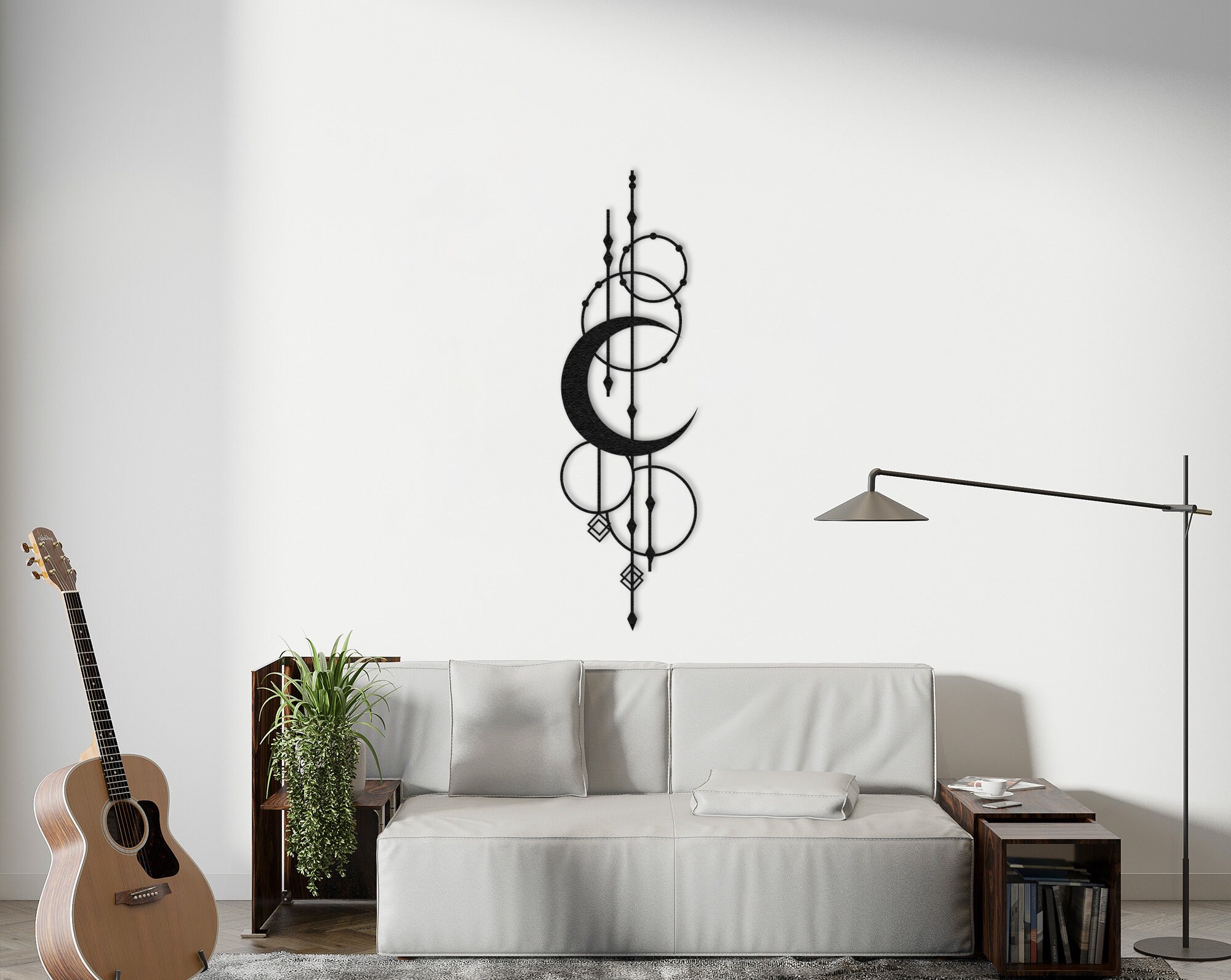 Geometric Moon Metal Wall Decor, Metal Moon Wall Decor, Modern Wall Art ...