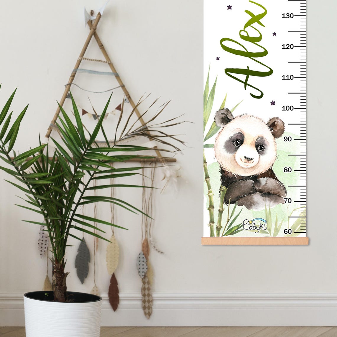 Panda Design Growth Chart, Personalized Height Ruler, Kids Room Decor ...
