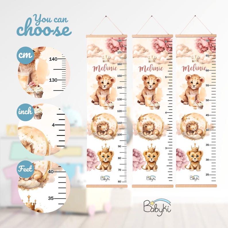 Personalized Lion Growth Chart, Safari Jungle Height Chart for Kids ...