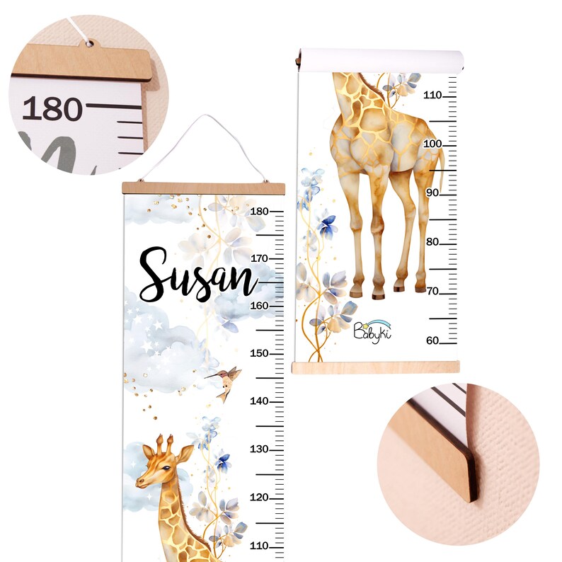 Growth Chart Ruler, Giraffe Height Chart With Name, Safari Nursery ...