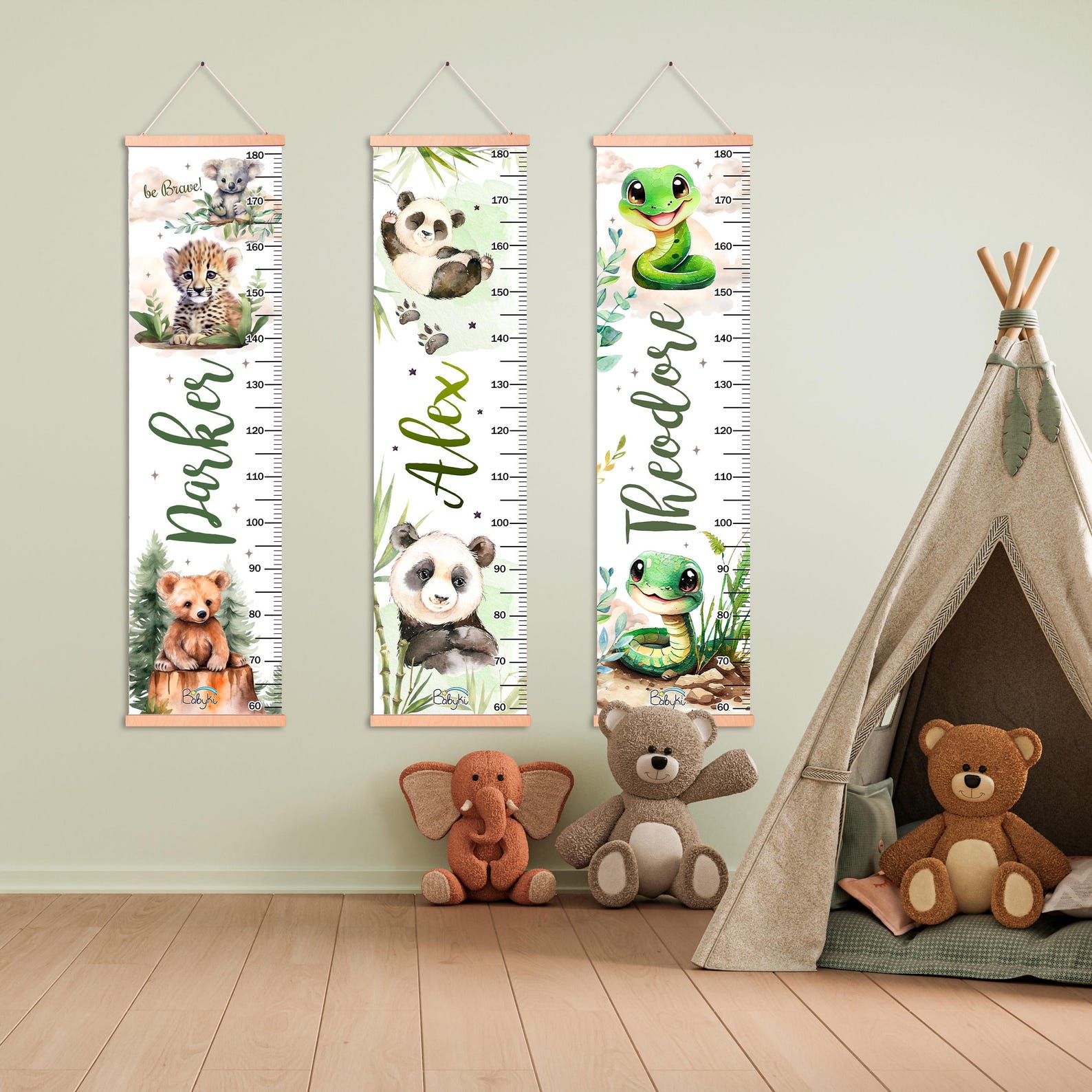 Panda Design Growth Chart, Personalized Height Ruler, Kids Room Decor ...