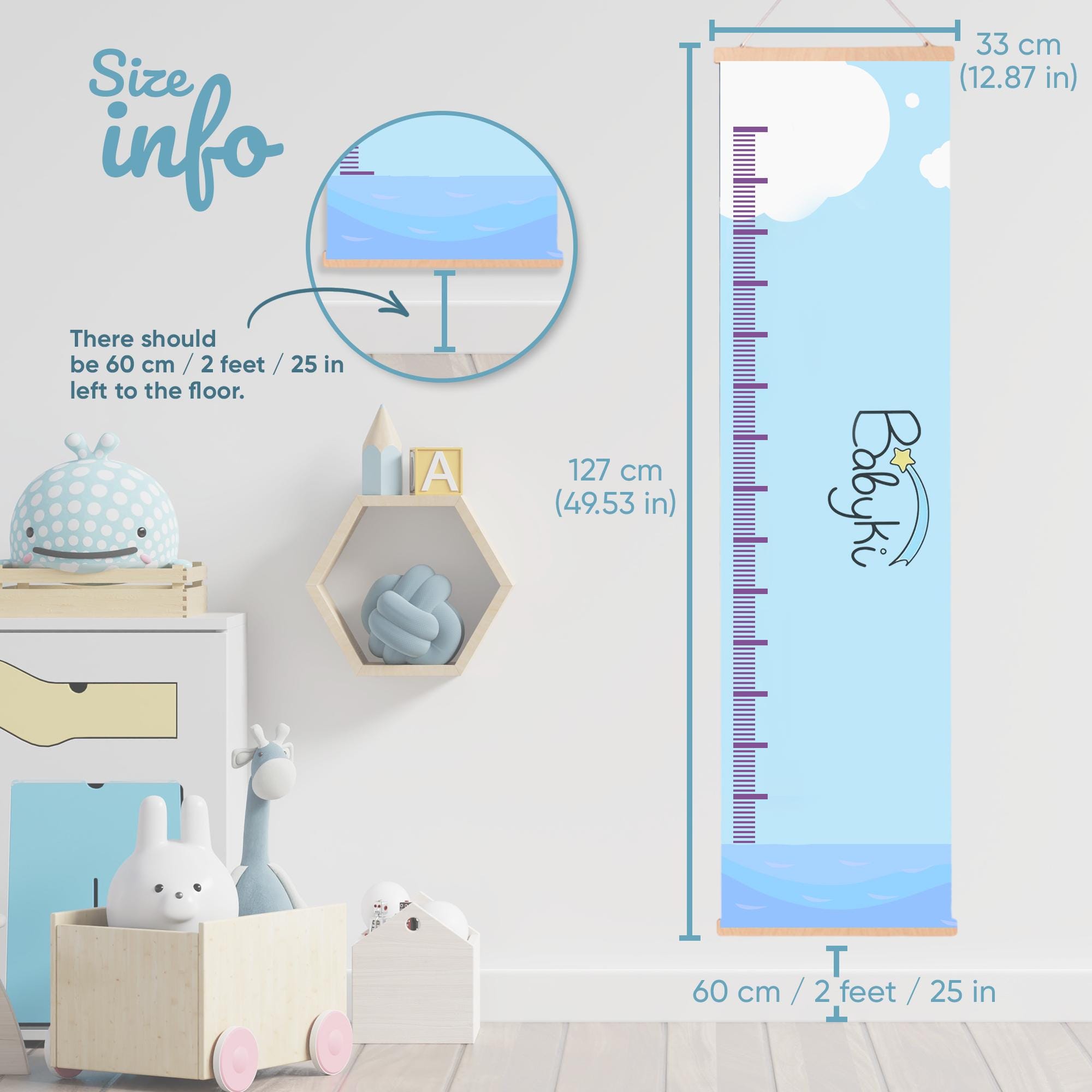 Unicorn Growth Chart, Pink Height Ruler, Girls Room Decor, Canvas Wall ...