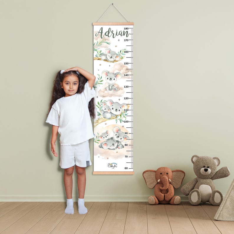 Koala Personalized Growth Chart, Watercolor Nursery Decor, Custom Name ...