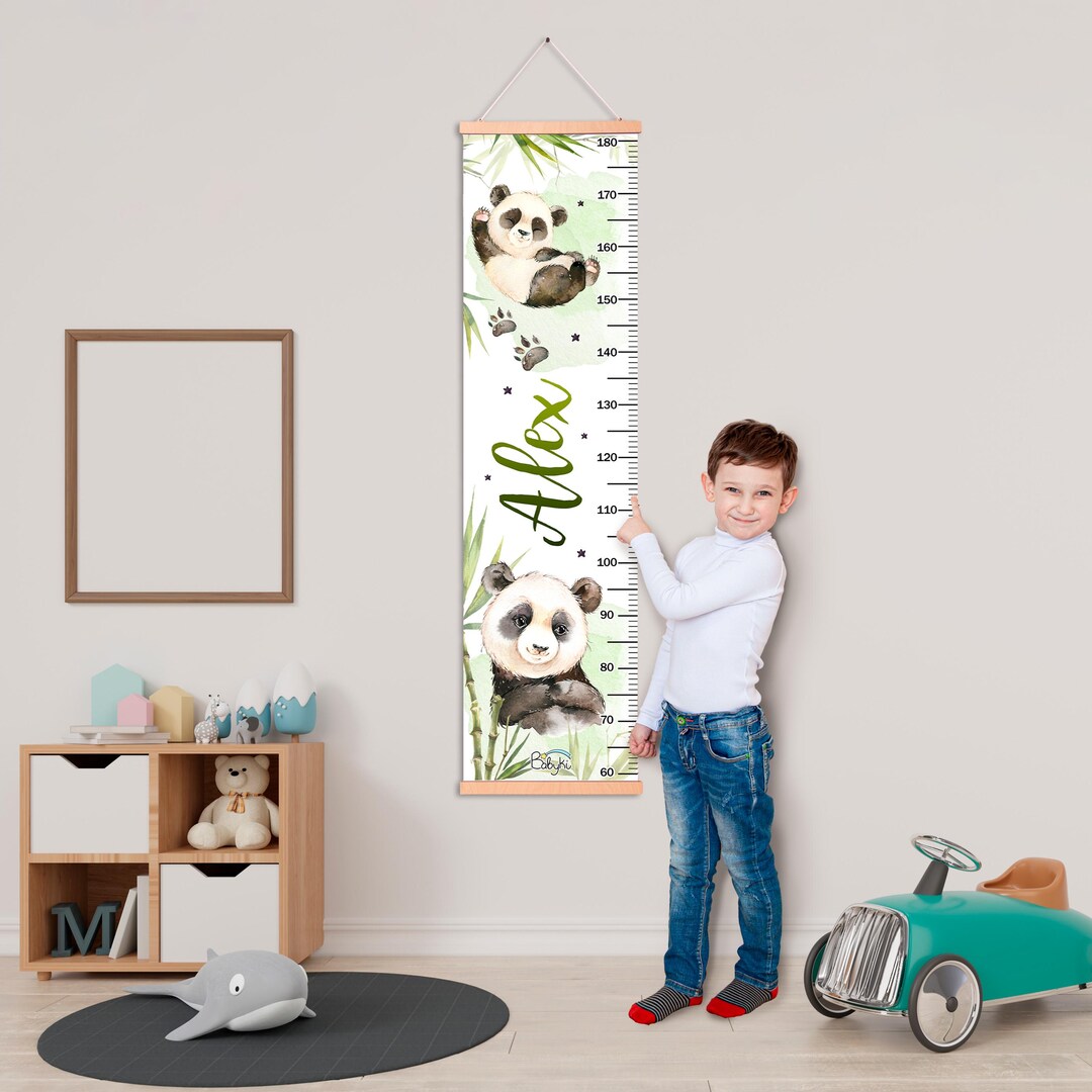 Panda Baby Growth Chart With Name, Personalized Height Ruler for Kids ...