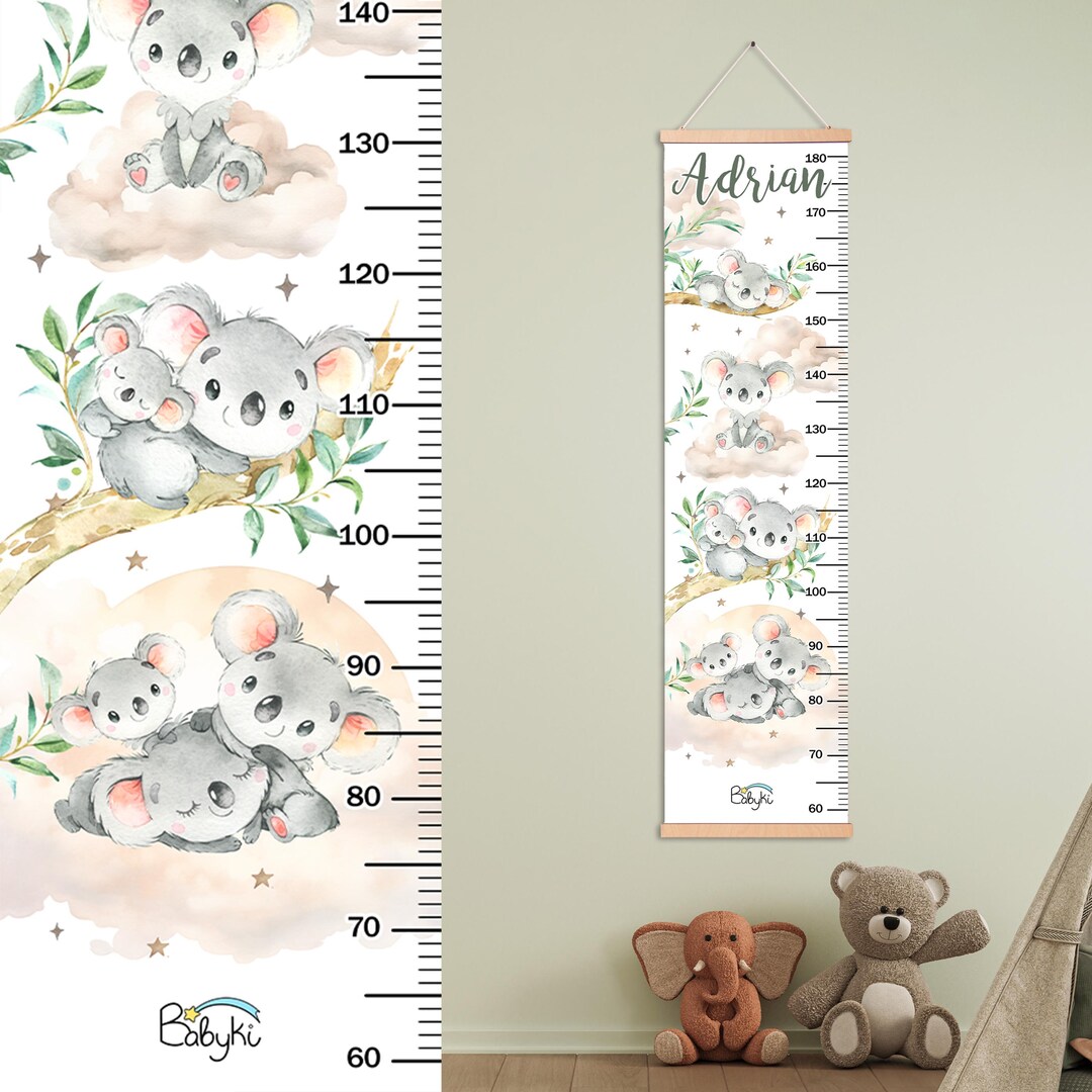 Kids Growth Chart, Koala Nursery Decor, Woodland Animal Poster ...