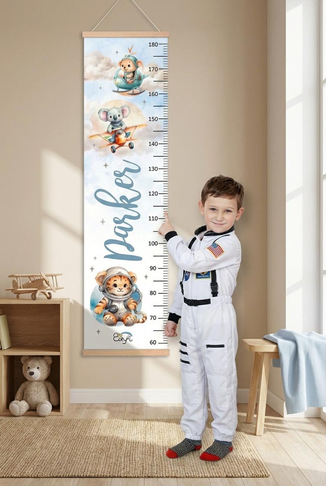 Personalized Kids Height Chart, Airplane Growth Chart, Space Nursery ...