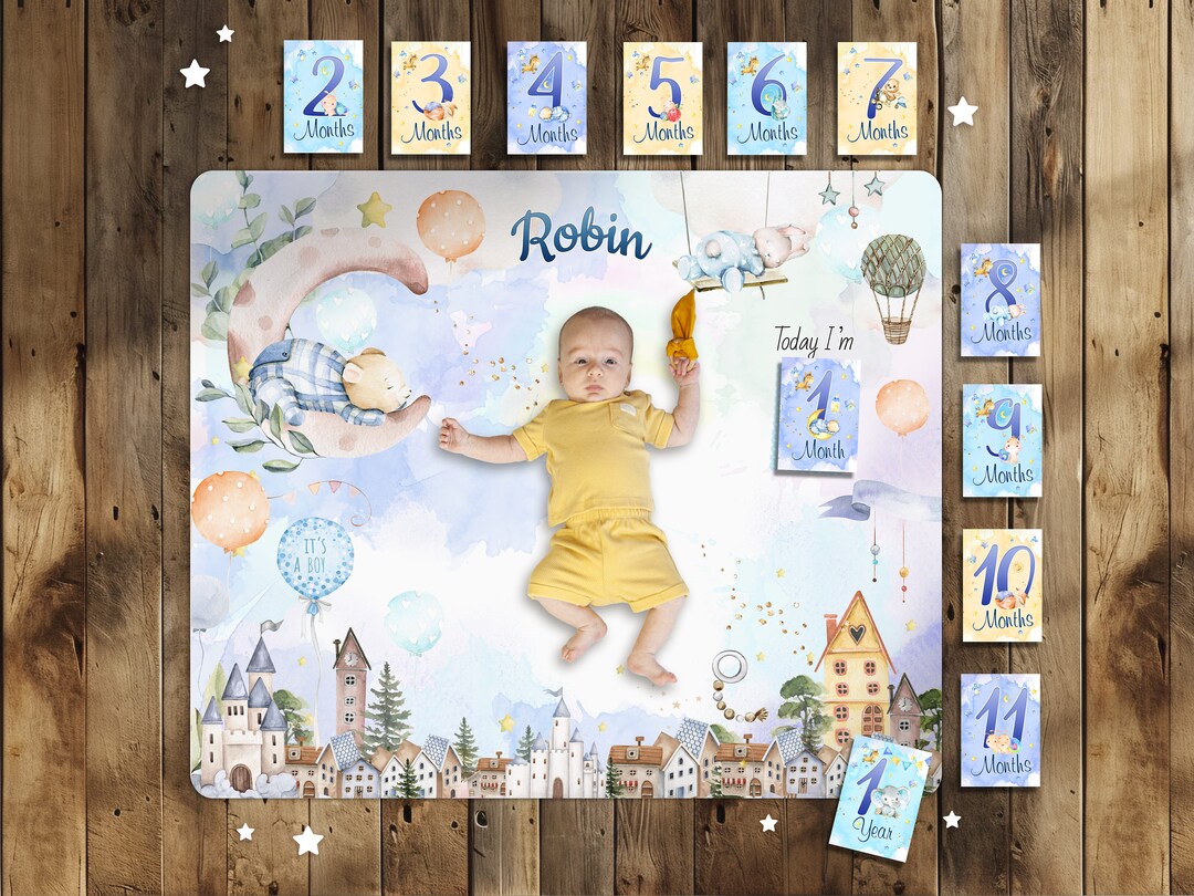 Photo Backdrops for Newborn, Baby Shower Gift, Milestone Cards Month to ...