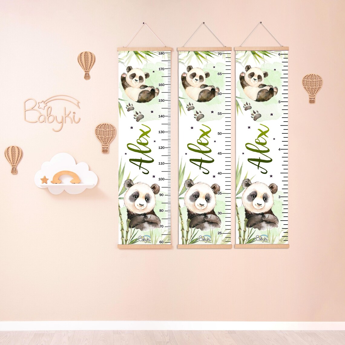Panda Design Growth Chart, Personalized Height Ruler, Kids Room Decor ...