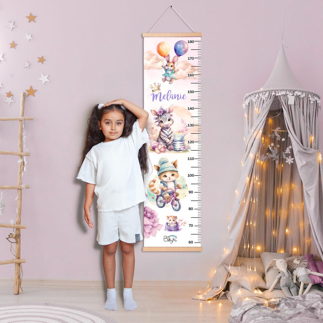 Height Chart With Colorful Animals, Nursery Decor, Growth Chart With ...