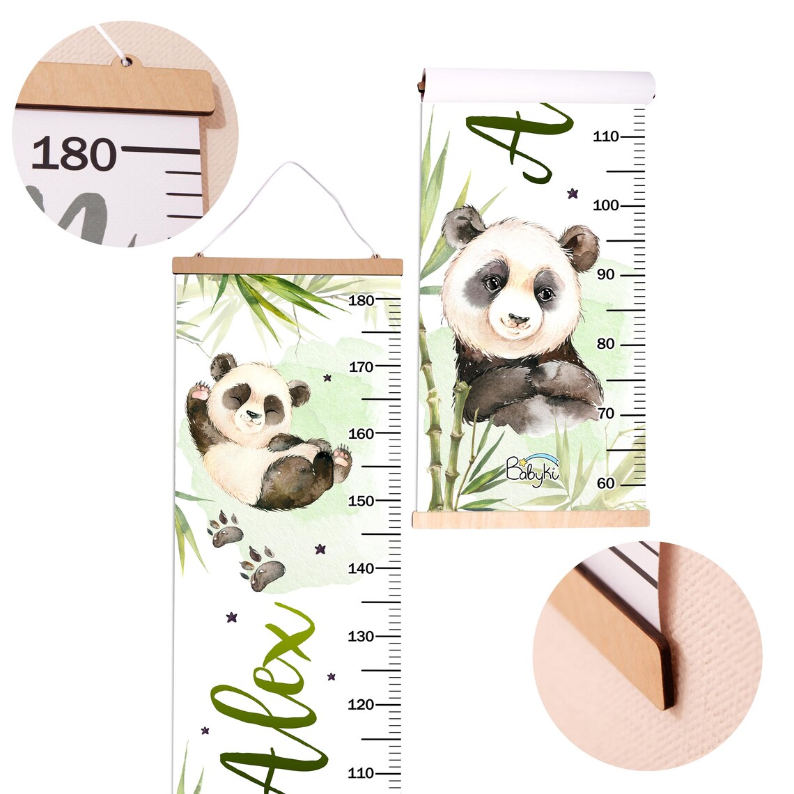 Panda Design Growth Chart, Personalized Height Ruler, Kids Room Decor ...