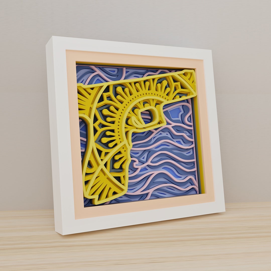 3D Layered Mandala Revolver Pistol Rifle SVG for Laser Cut Art ...