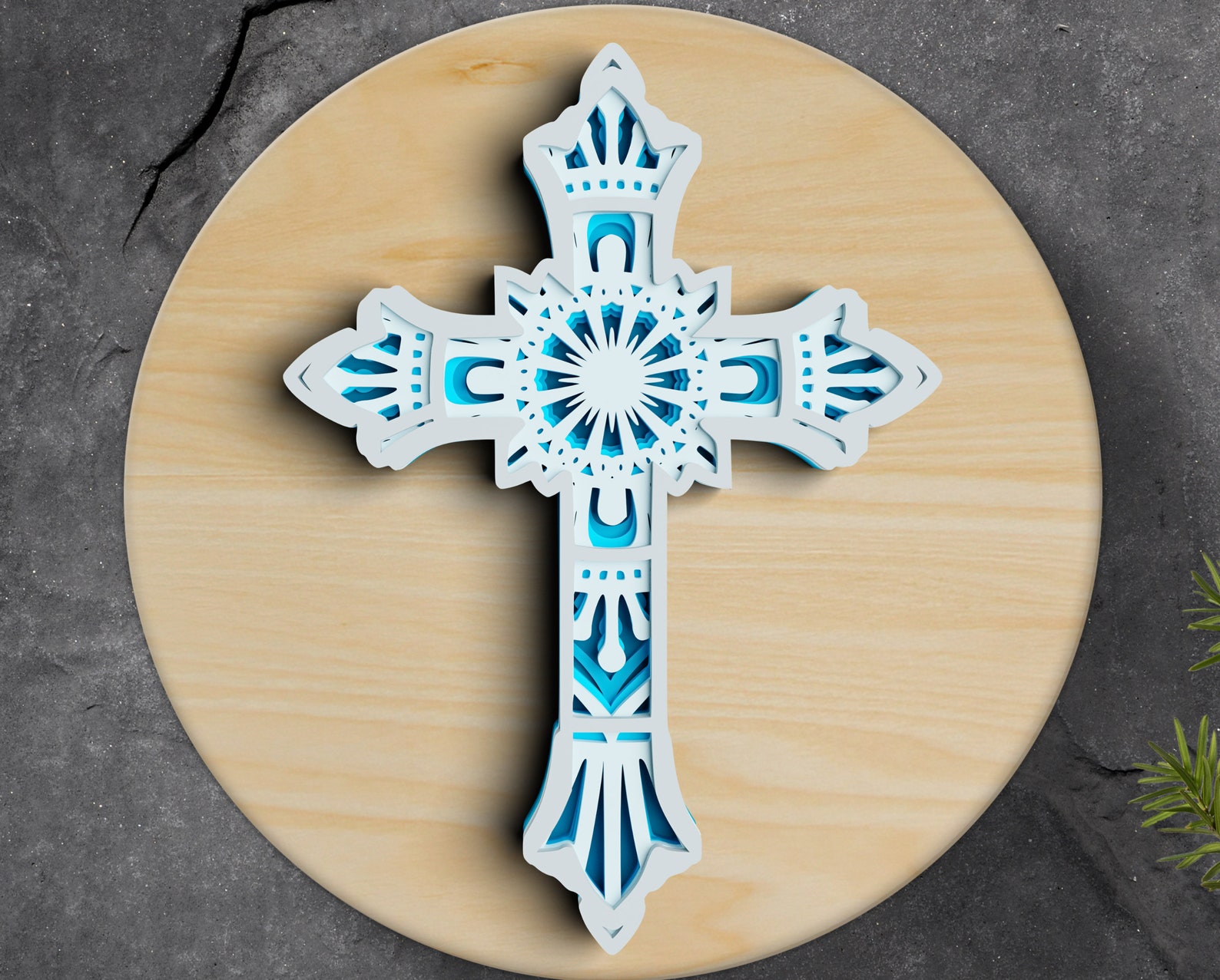 3D Layered Cross SVG: Christian Mandala Wall Art (digital Download) - Etsy