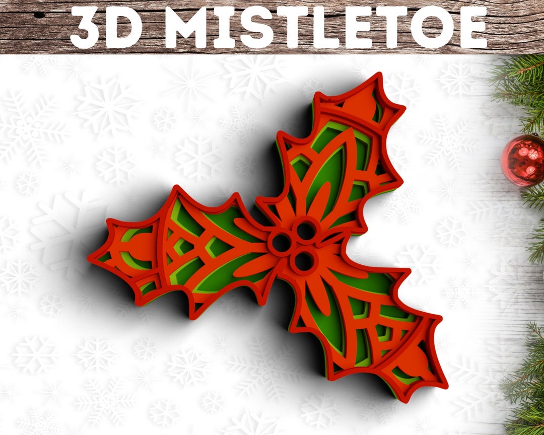 3D Christmas Mistletoe SVG: Layered Mandala Laser Cut File - Etsy
