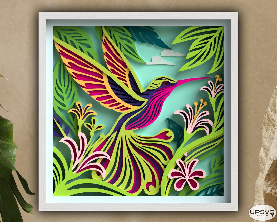 3D Hummingbird SVG, Layered Shadow Box Svg Files for Cricut Projects ...