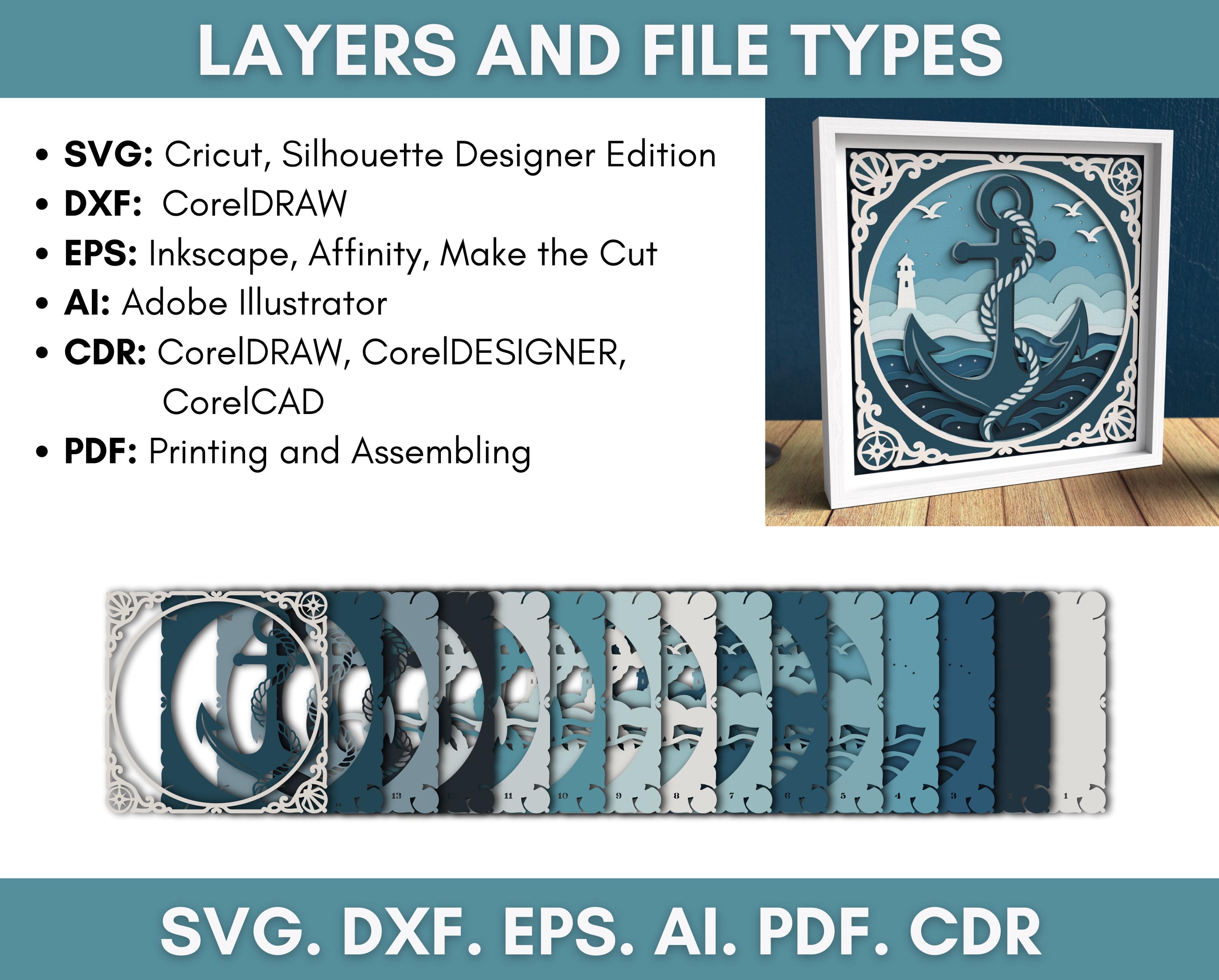 3D Anchor Shadow Box SVG: Nautical Layered Files for Cricut Projects ...