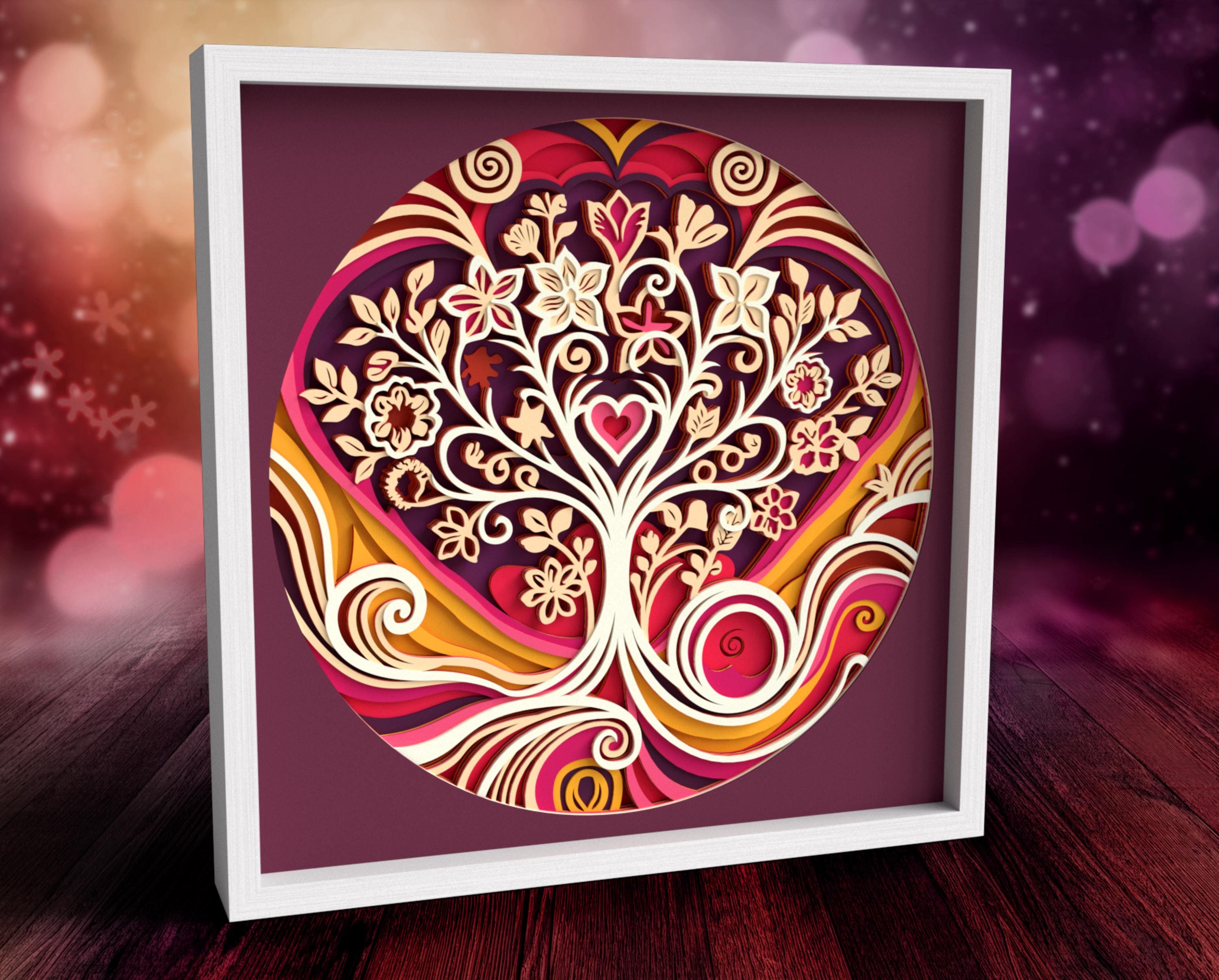 3D Tree of Life Shadow Box SVG - Heart Layered Files for Cricut ...