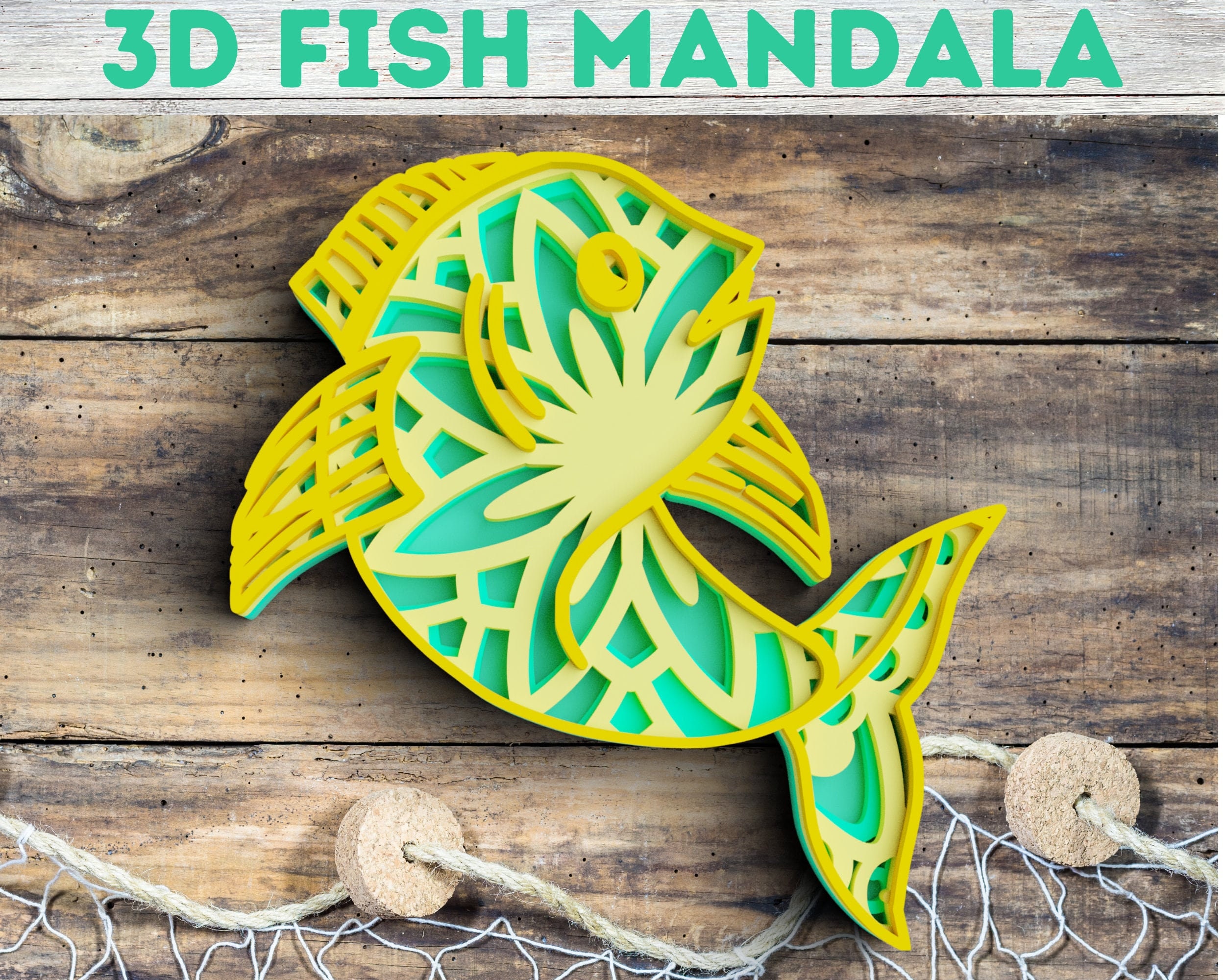 3D Fish SVG DXF 4 Layer Fishing Svg 3D Mandala Svg Layered Mandala Svg ...