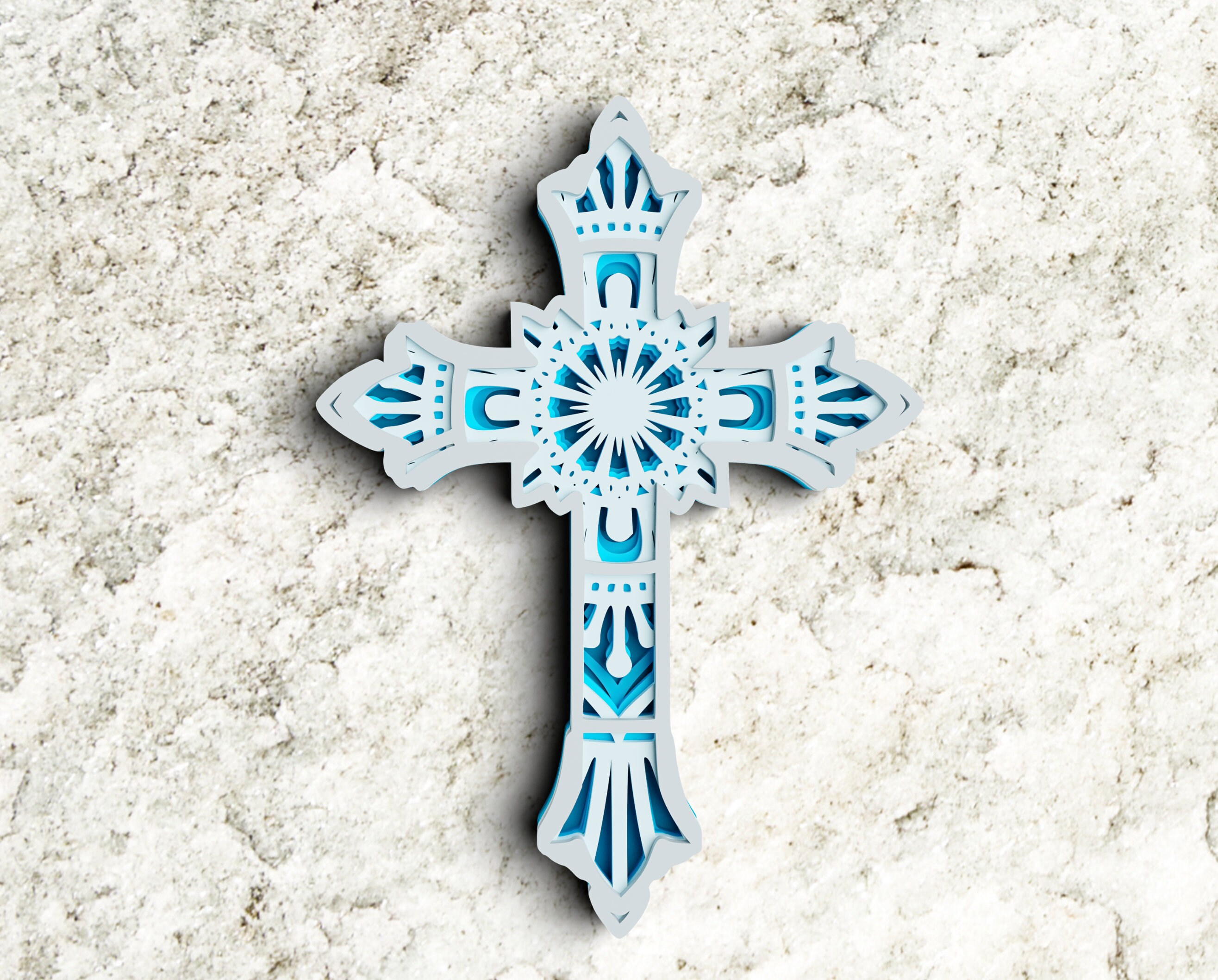 3D Layered Cross SVG: Christian Mandala Wall Art (digital Download) - Etsy