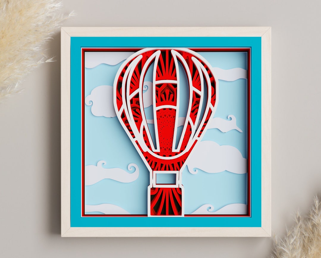 Adventure Hot Air Balloon 3D Shadow Box Cardstock Cut SVG for DIY - Etsy