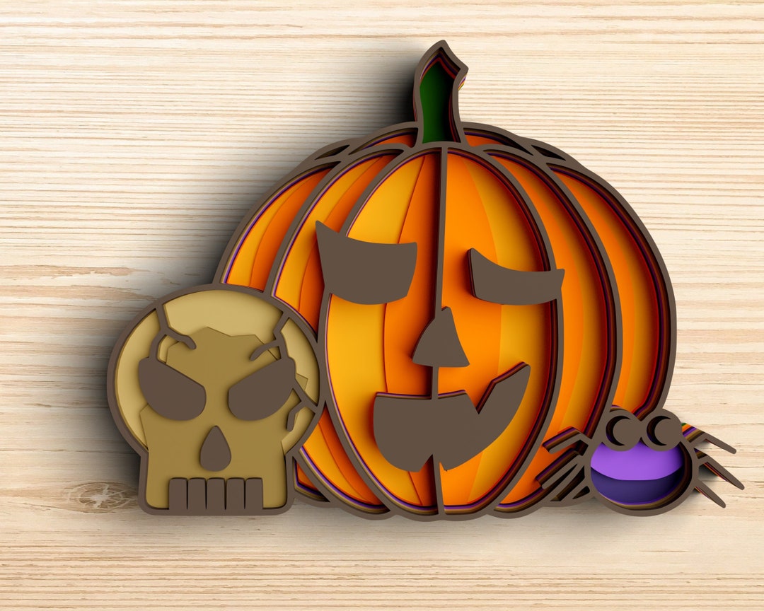 3D Halloween SVG DXF 8 Layer - Pumpkin Svg 3D Mandala Svg - Layered ...