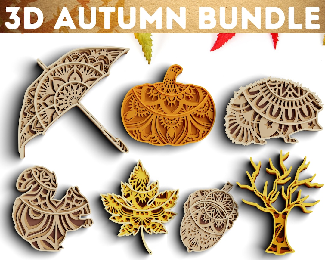 3D Fall Mandala SVG Bundle: Leaves, Pumpkin, Tree (digital Download) - Etsy