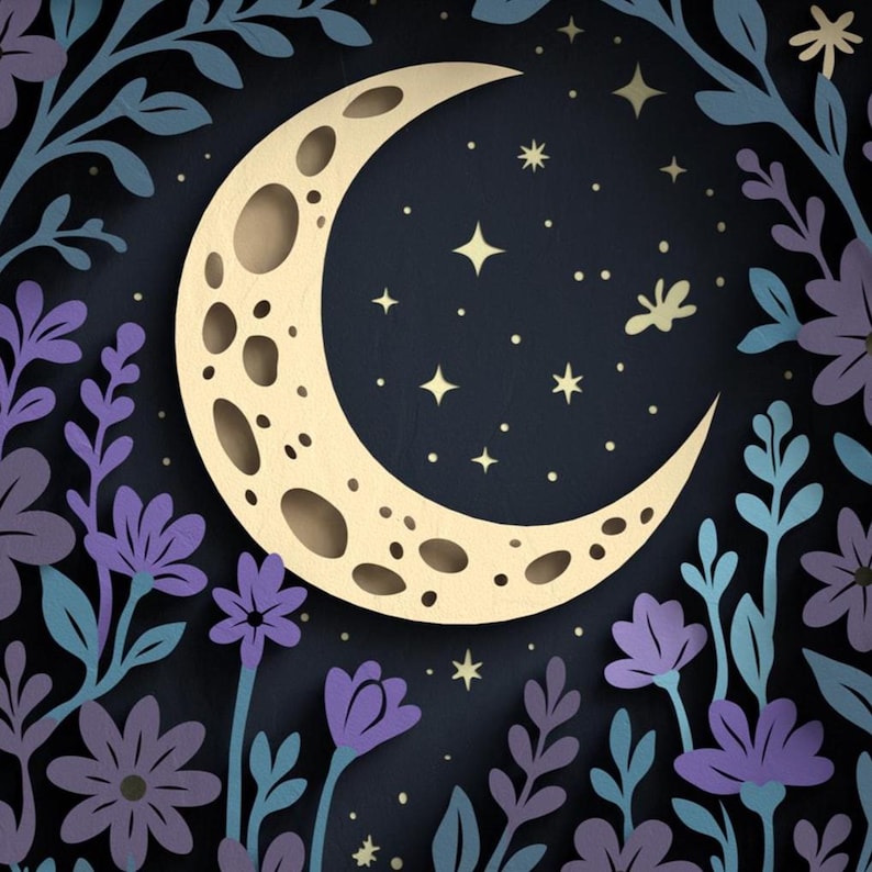 3D Moon Shadow Box SVG: Layered Paper Art, Nursery Night Light (digital ...