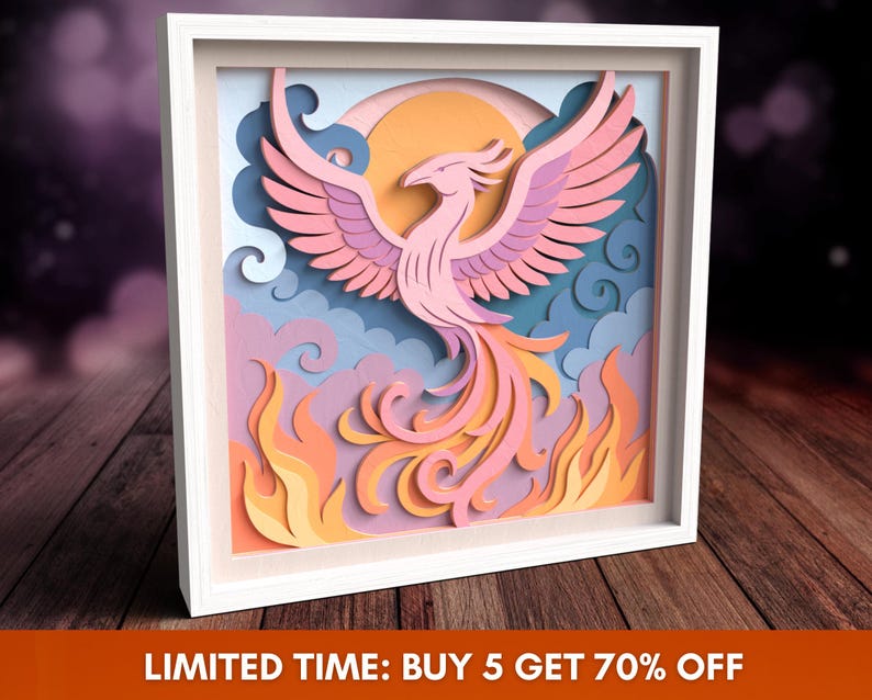 3D Phoenix Shadow Box SVG | Firebird Layered Files for Cricut Projects ...