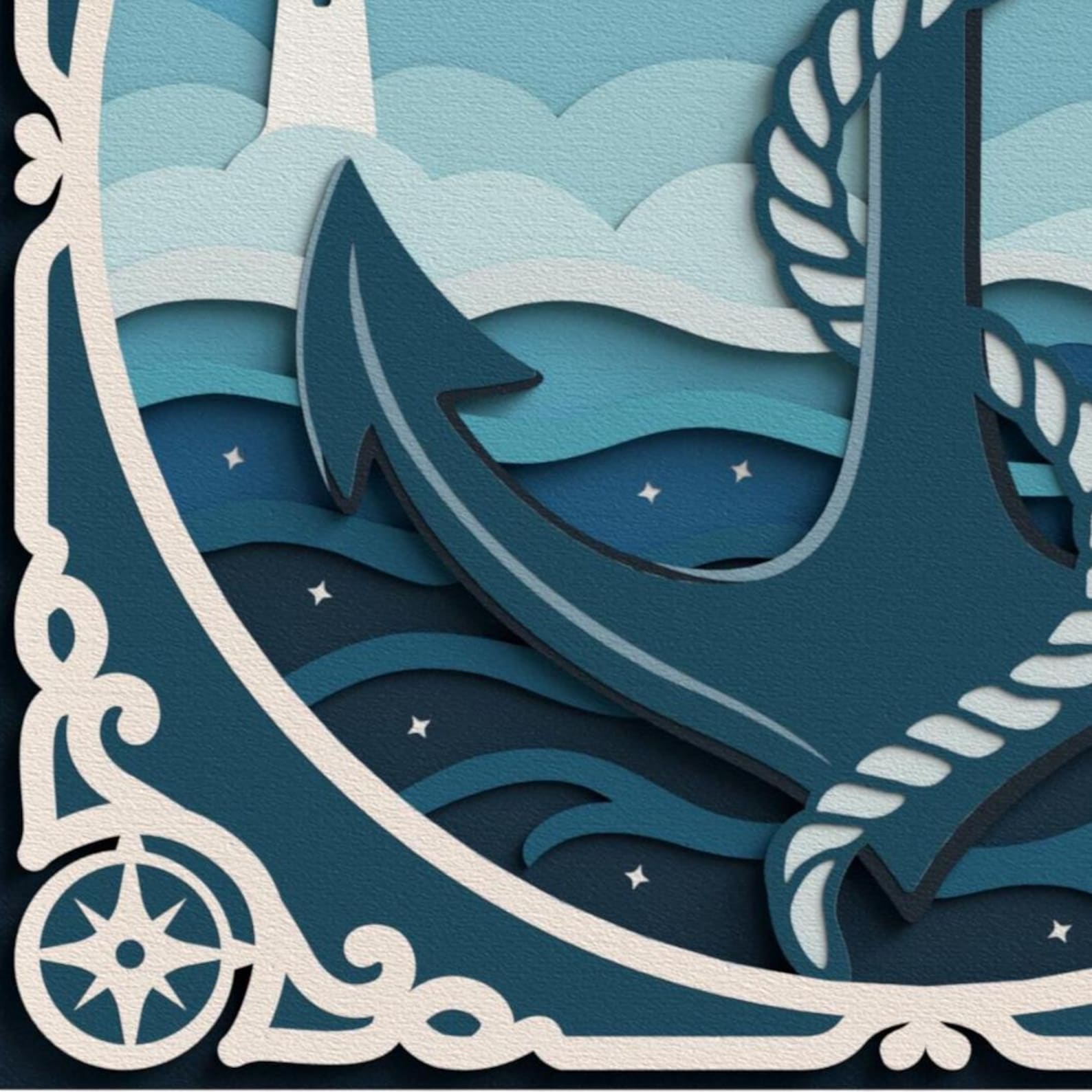 3D Anchor Shadow Box SVG: Nautical Layered Files for Cricut Projects ...