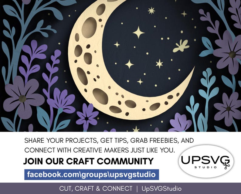 3D Moon Shadow Box SVG: Layered Paper Art, Nursery Night Light (digital ...