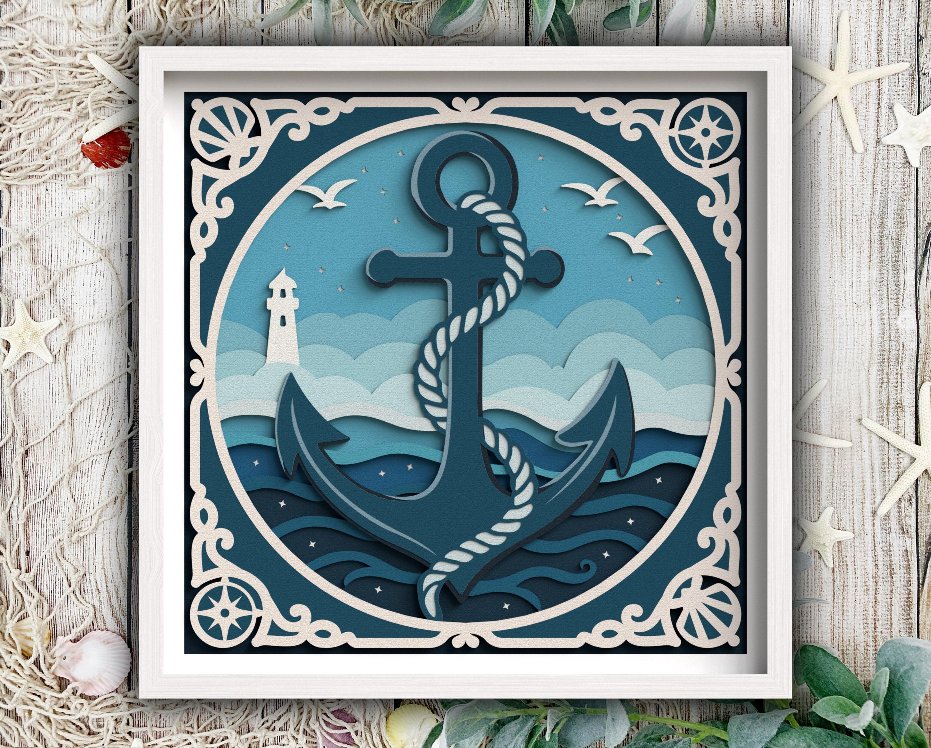 3D Anchor Shadow Box SVG: Nautical Layered Files for Cricut Projects ...