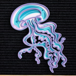 3D Qualle SVG DXF 5 Layer - Ocean SVG 3D Schattenbox SVG - Layered ...