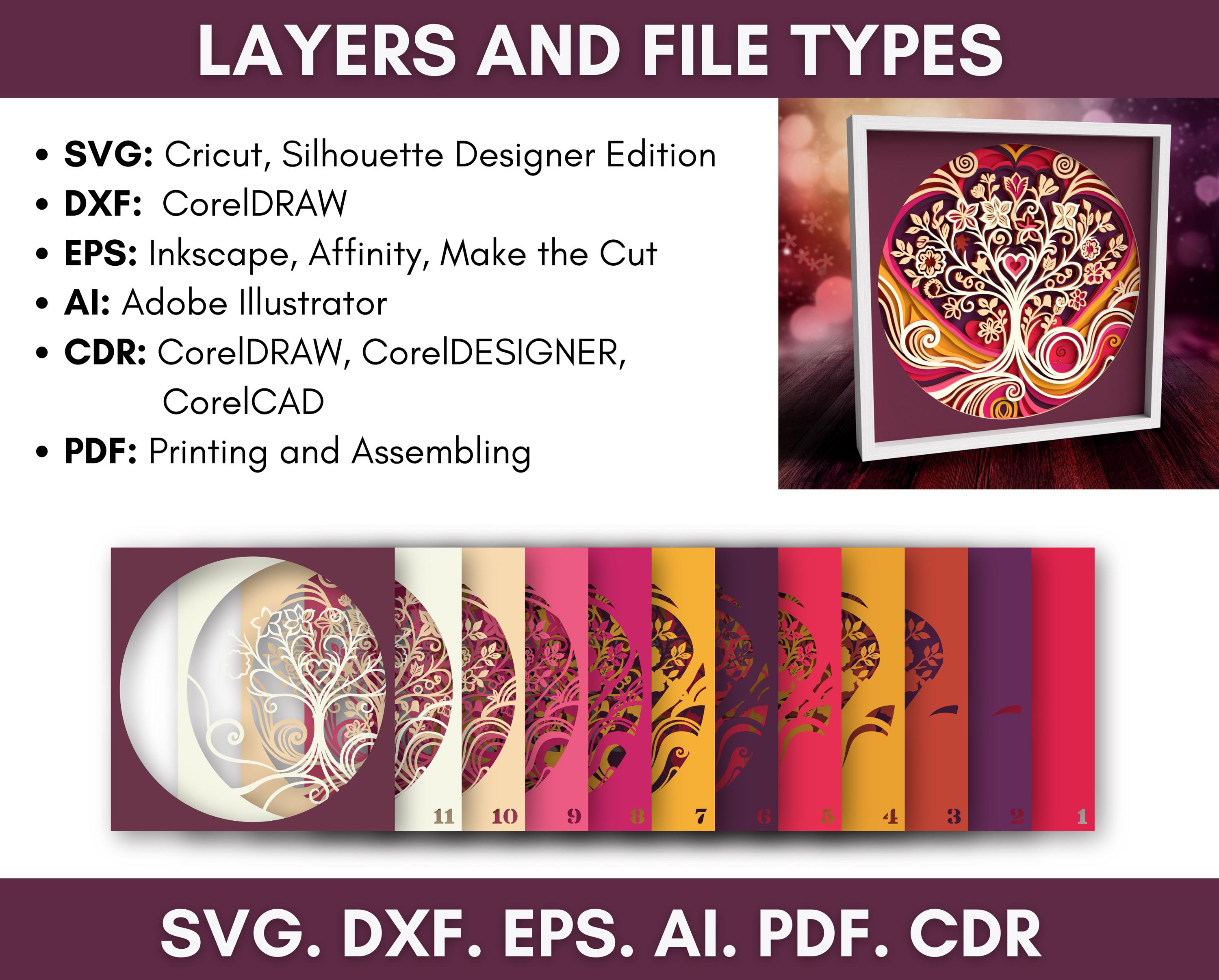 3D Tree of Life Shadow Box SVG - Heart Layered Files for Cricut ...