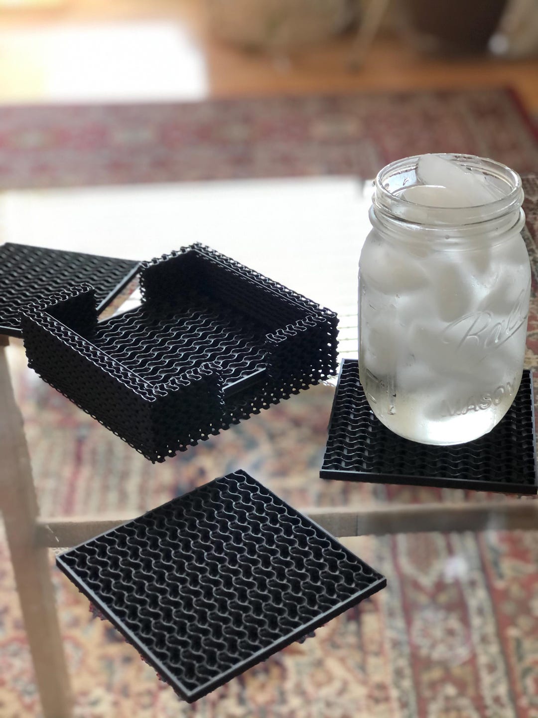 Gyroid 3d Printed Coaster Set With Caddy - Etsy