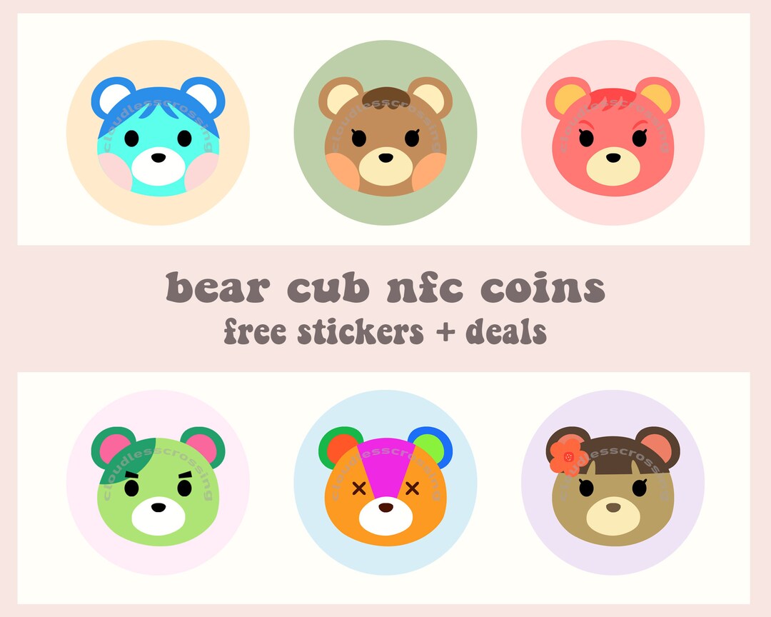 Bear Cub Illustrated ACNH Nfc Coins - Etsy