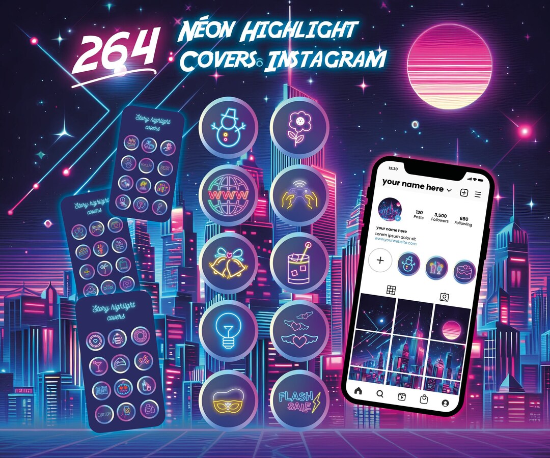 264 Neon Highlight Covers, Instagram Highlight Covers - Etsy