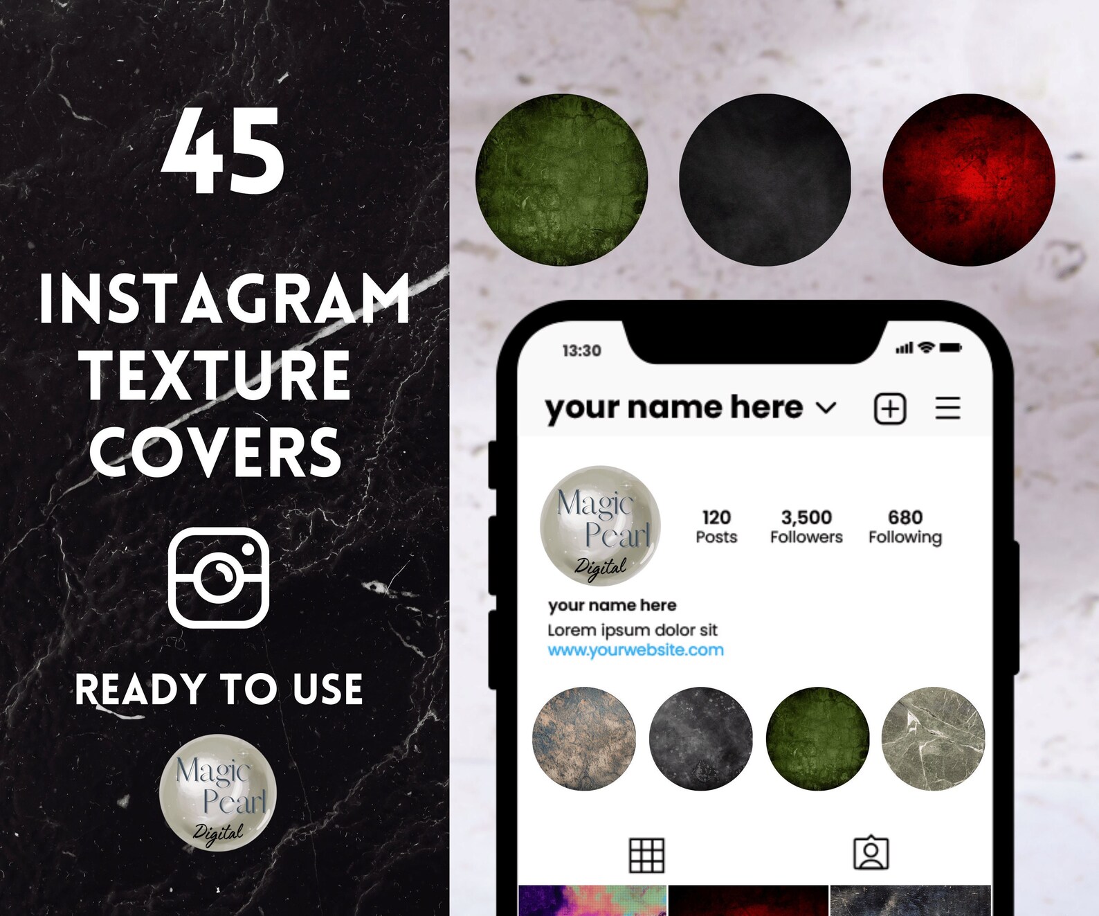 45 Textures Instagram Highlight Covers, Sober Instagram Story Highlight Covers, Assorted ...