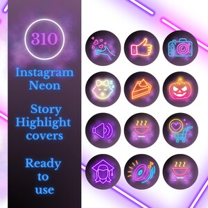 Neon Instagram Covers, Neon Highlight Icons, Instagram Story Icons ...