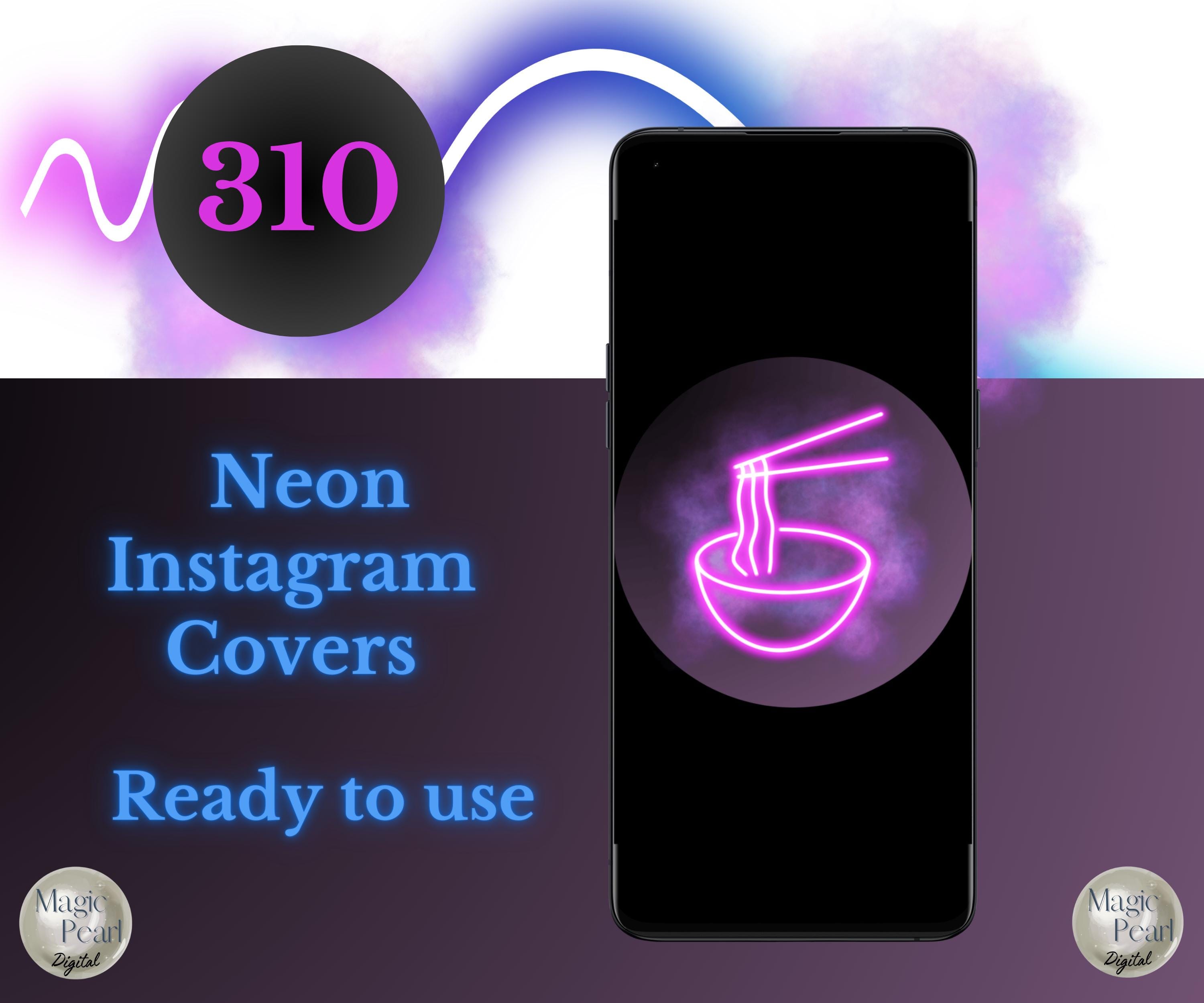 Neon Instagram Covers, Neon Highlight Icons, Instagram Story Icons ...