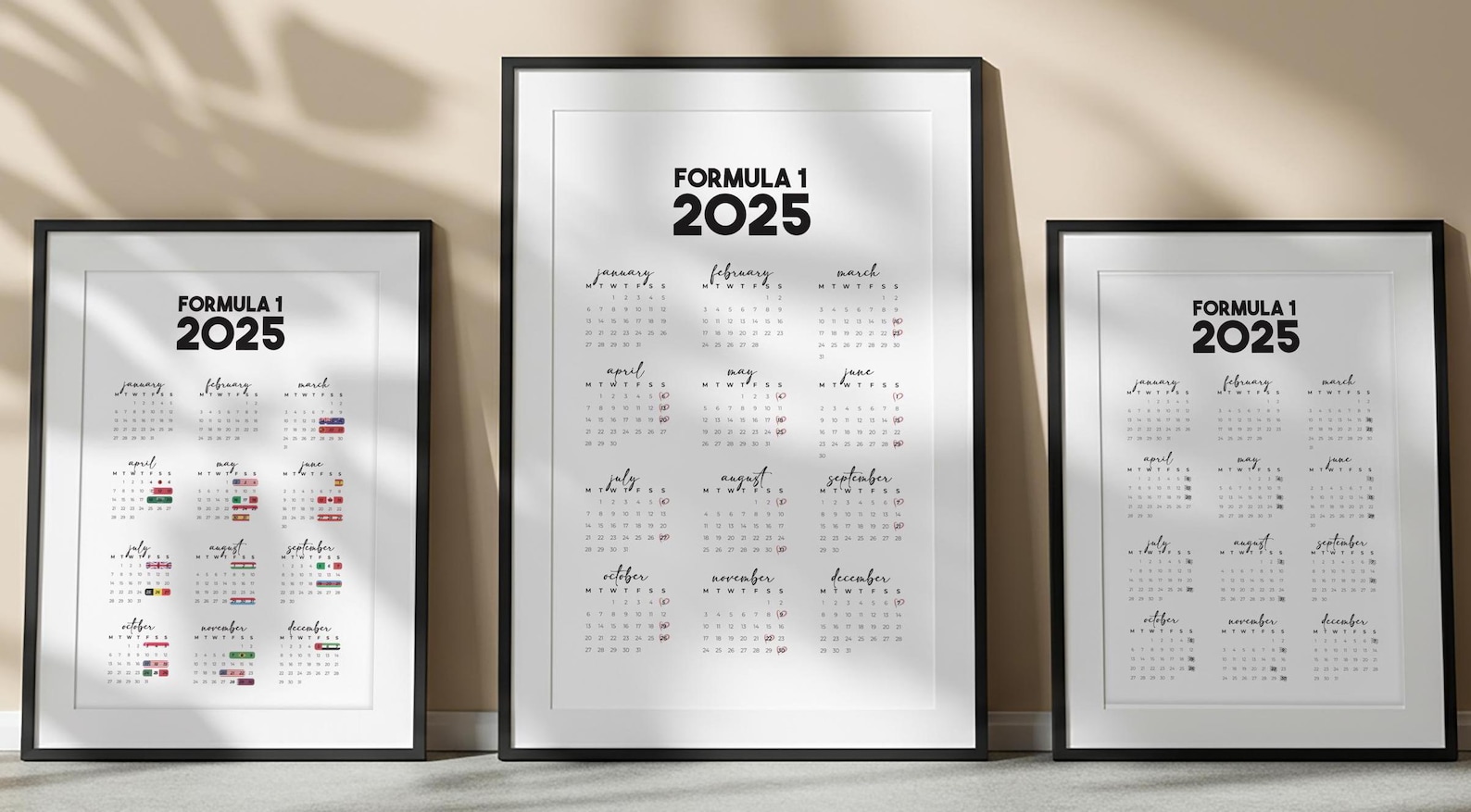 F1 2025 Race Day Calendar Poster - Flags - Digital Download - Etsy