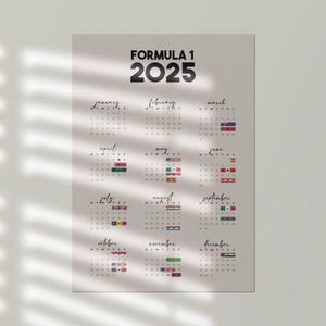 F1 2025 Race Day Calendar Poster - Flags - Digital Download - Etsy