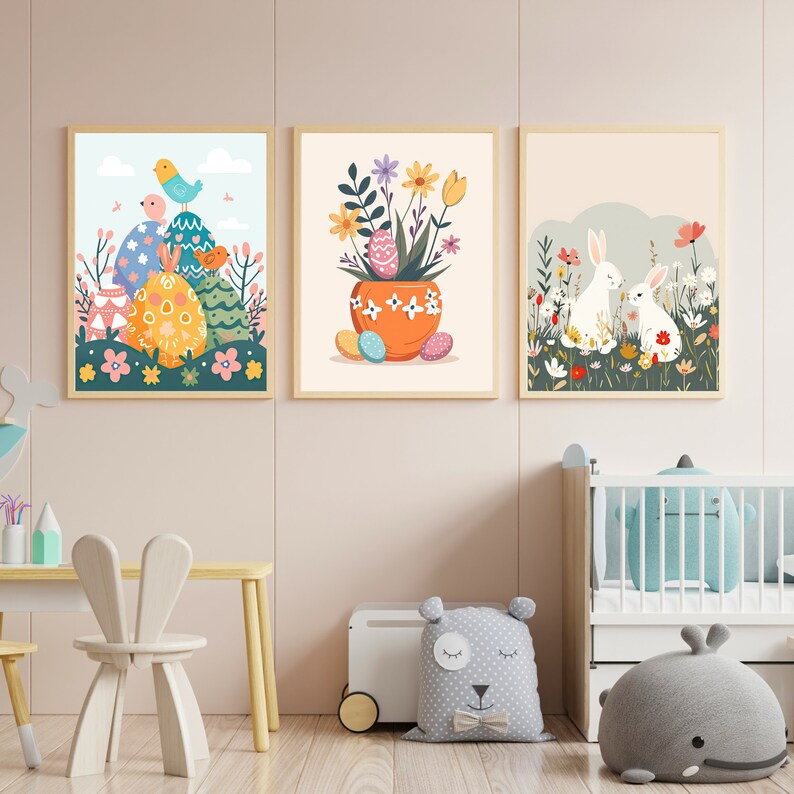 Illustrated Easter Art Prints | Set of 12 | Spring Decor | Easter Decor ...